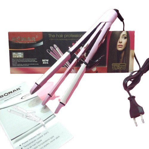 Jual KUKE CATOKAN RAMBUT 3in1 SONAR SN-720 Lurus Keriting Gerigi Alat ...