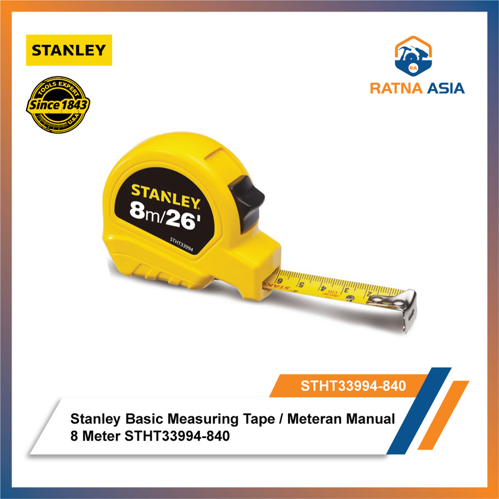 Jual Meteran Manual 8 Meter Stanley STHT33994-840 Basic Measuring Tape ...