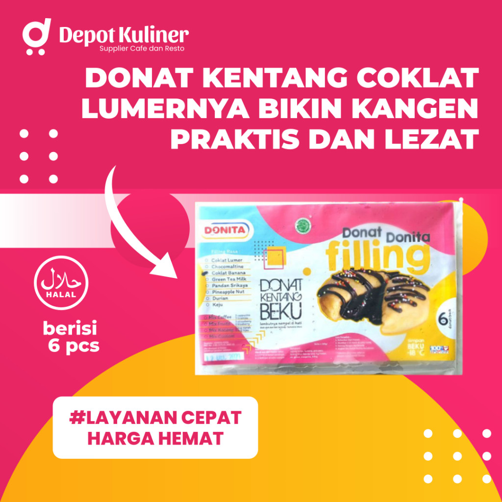 Jual Donut Donita Donat Kentang Isi Coklat Frozen 6 Pcs | Shopee Indonesia