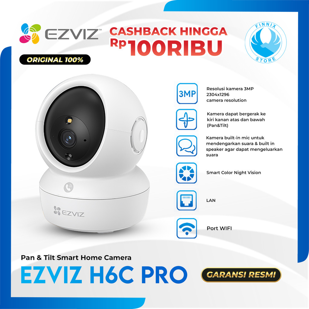 Jual EZVIZ H6C PRO 3MP Smart Home Pan Tilt IP Camera CCTV Wifi Jarak Jauh Pengganti C6N | Shopee ...