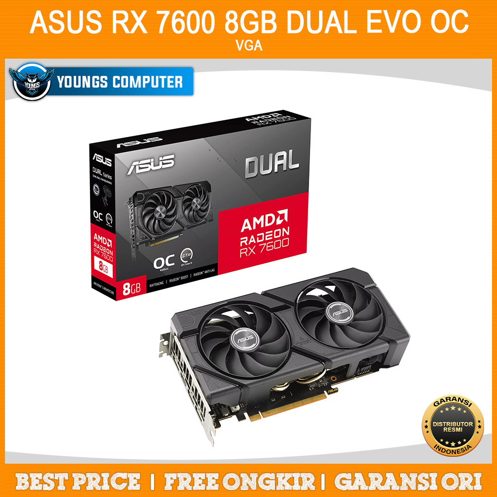 Jual VGA ASUS RX 7600 8GB DUAL EVO OC | RTX7600 8G GDDR6 | Shopee Indonesia