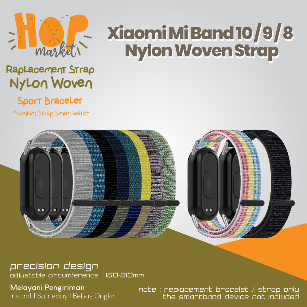 Jual Nilon Strap for Mi Band 10 9 8 (Tali Jam Tangan Loop Nylon untuk Xiaomi MiBand 10 9 8 ...