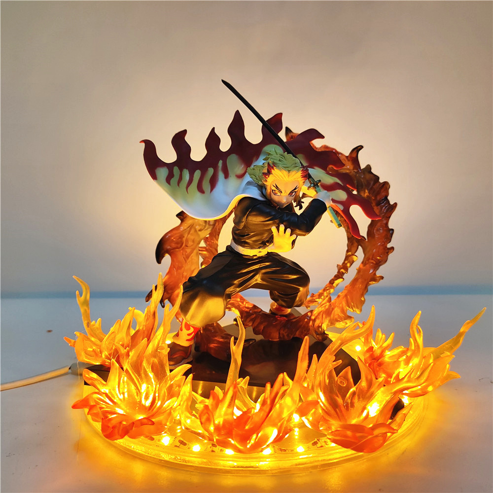 Jual Demon Slayer Rengoku Kyoujurou Anime Figures Fire Led Scene DIY ...