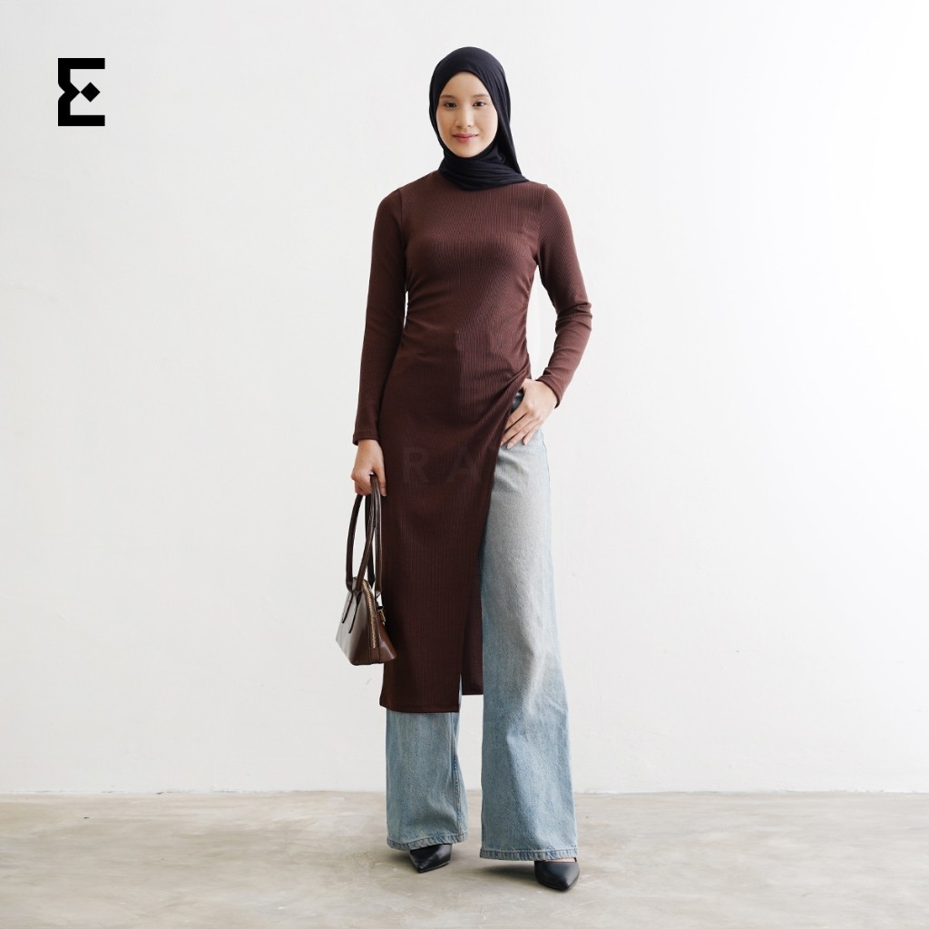 Jual Eraya - Meydi Slit Dress/Long Dress Slit/Korean Basic Dress ...