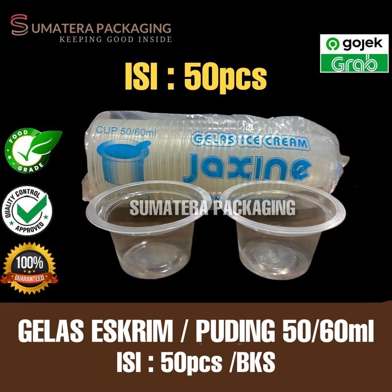 Jual Gelas plastik eskrim puding 50ml / 60ml isi 50 pcs per roll es ...
