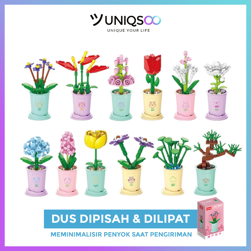 Jual UNIQSOO DIY Flower Block Zodiak Cina Pot Bunga Tanaman Buket Blok ...