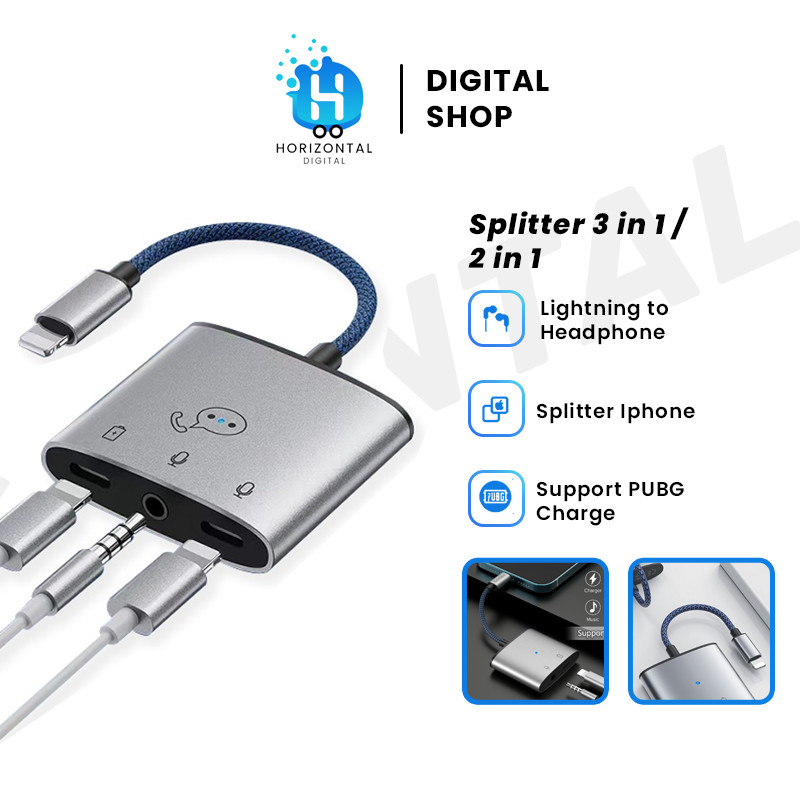 Jual 2in1 3in1 Splitter Lightning to jack Converter Headset Lightning ...