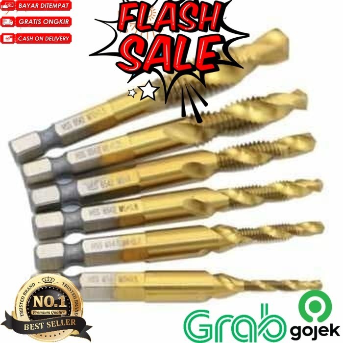 Jual 6Pcs Mata Bor Pembuat Ulir Drat Mur Baut Tap Drill Set Hex 1/4" M3-M10 DD | Shopee Indonesia