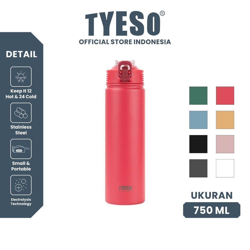 Jual Tyeso Tumbler Botol Minum 750ml TS-8771C Stainless Steel Anti ...