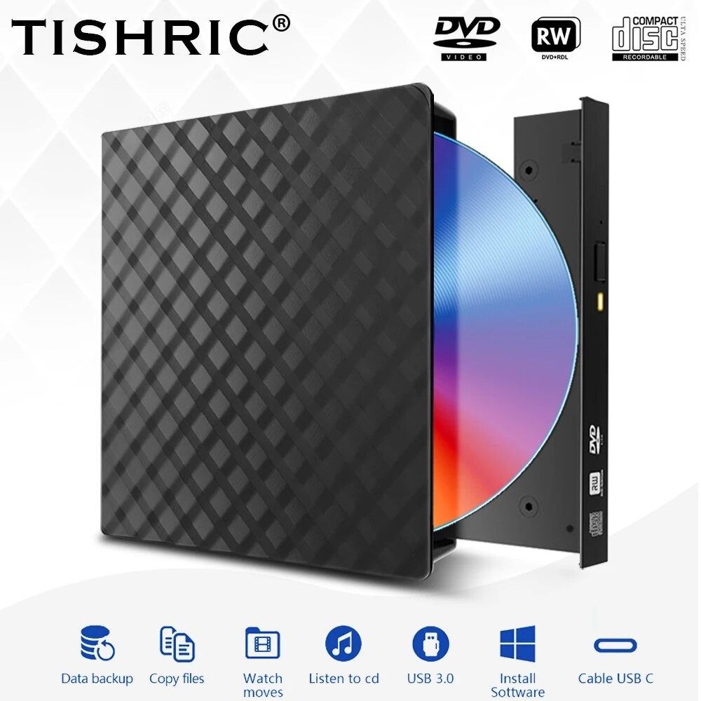 Jual TISHRIC DVD External USB3.0 Reader POP-UP Mobile DVD-RW Type C RW ...