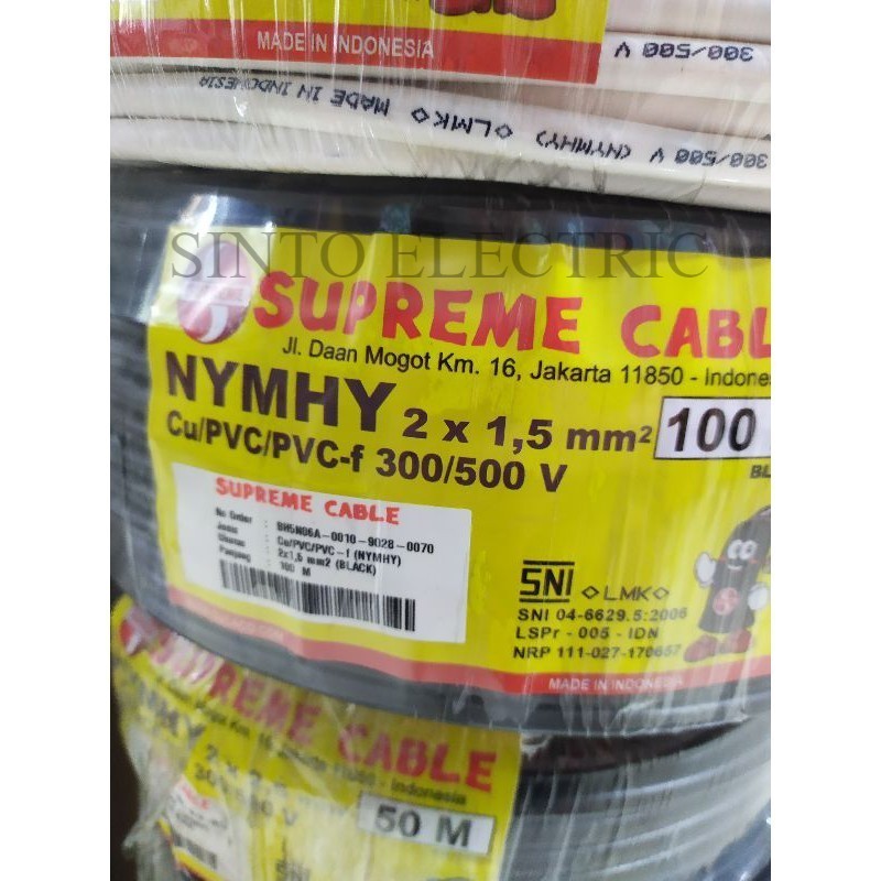 Jual SUPREME Kabel NYMHY Kabel Serabut Hitam/Putih 2 x 1.5 Meteran | Shopee Indonesia