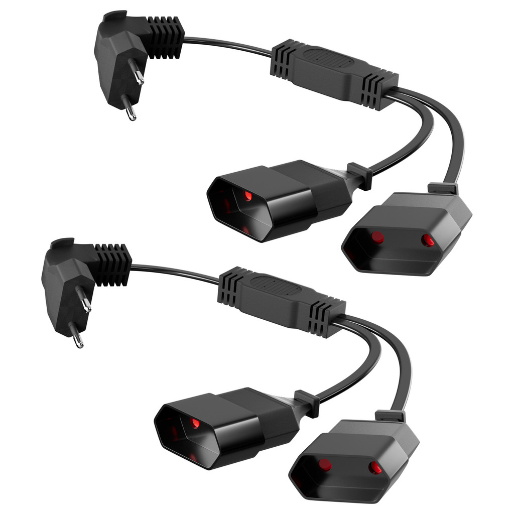 Jual 2PCS 90 Degree European Power Plug Extension Cord, 2 Prong Male to ...