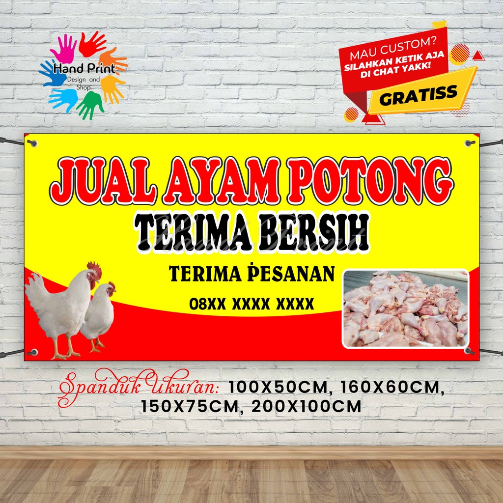 Jual Cetak Spanduk Banner Jual Ayam Potong Kuning MMT Spanduk Custom ...