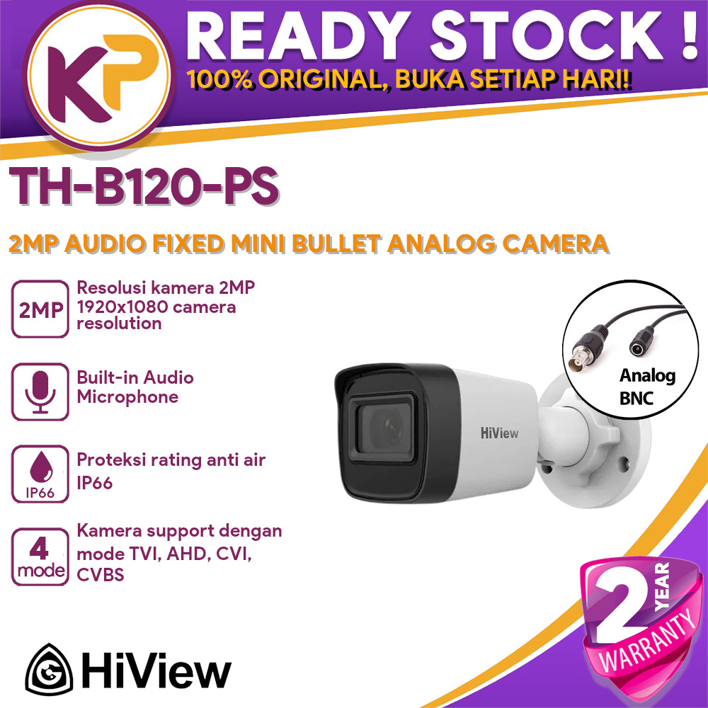 Jual HIVIEW TH-B120-PS 2MP AUDIO FIXED MINI BULLET ANALOG CAMERA | Shopee Indonesia