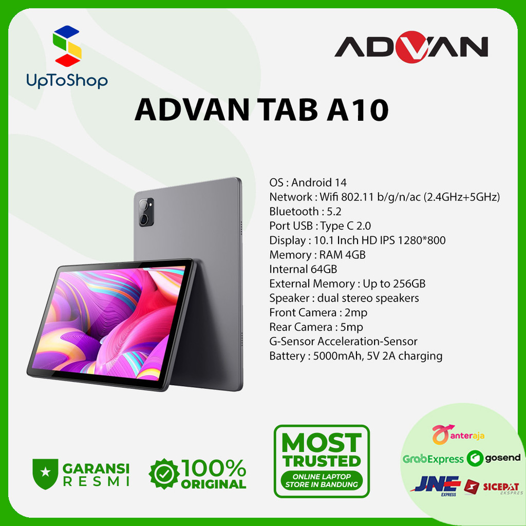 Jual ADVAN TAB A10 Wifi 4GB/64GB 10.1”IPS Screen Tablet Android 14 ...