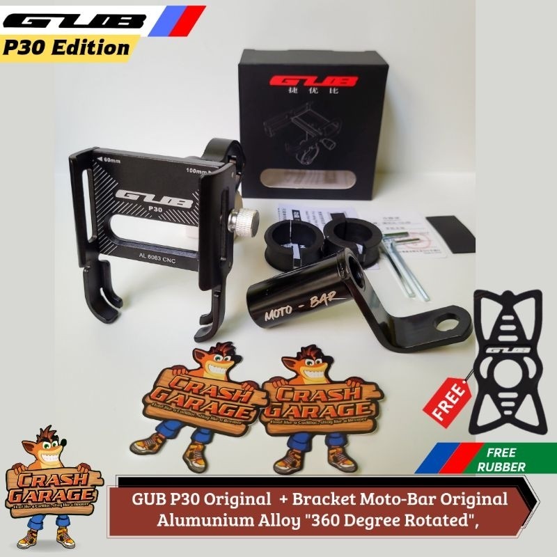 Jual VN57UJ Paket Phone Holder GUB P30 + Bracket Motobar Original Alumunium Alloy Holder Hp ...
