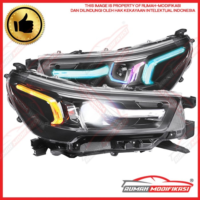 Jual HEAD LAMP - TOYOTA HILUX 2021-ON - LED - RGB LIGHTBAR - RGB U-RIM ...