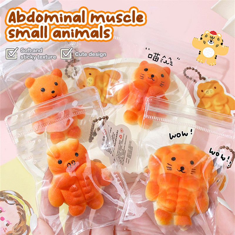 Jual Abdominal Muscles Bear Pinching Keychain Muscle Lion Mochi Squishy ...
