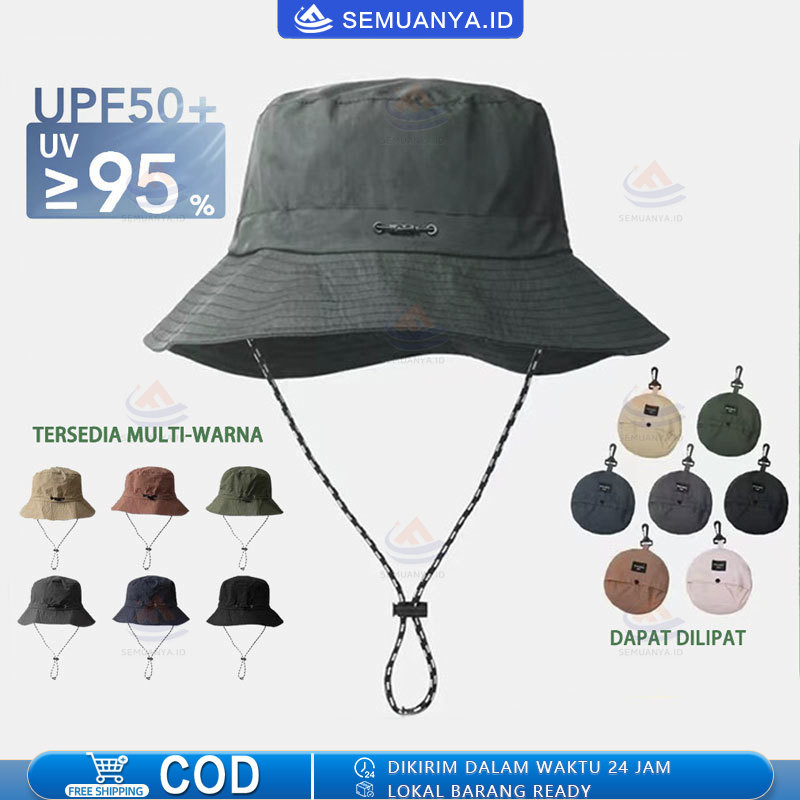 Jual topi gunung Pria Bucket Hat Rimba Topi Bulat Parasut Tali Packable ...