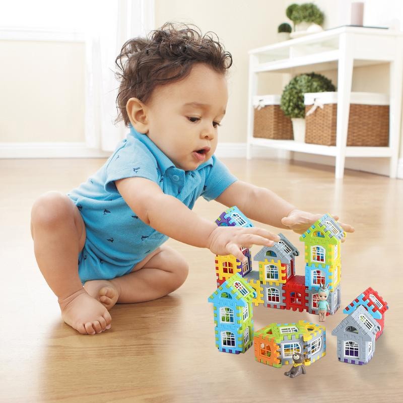 Jual Interlocking Building Block Set Preschool Educational Construction ...