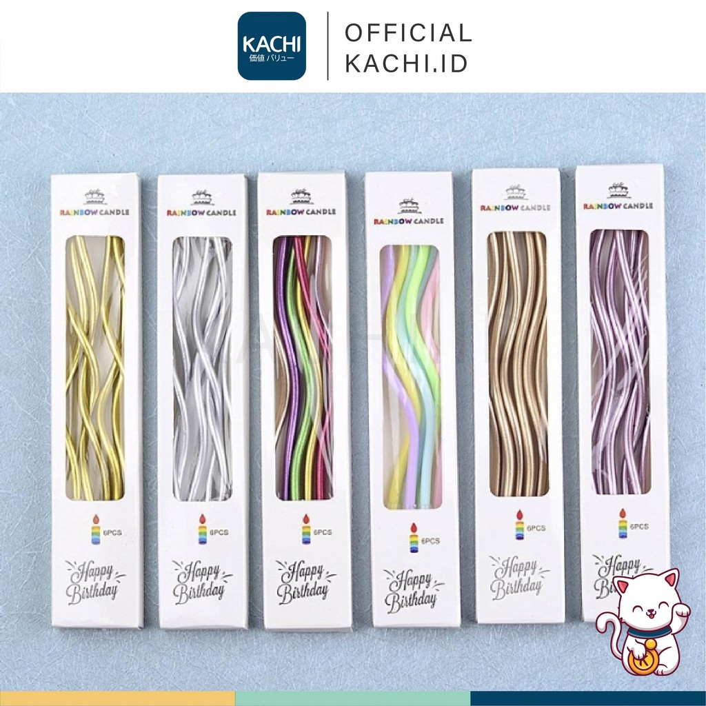 Jual KACHI - Lilin Ulir Spiral Twist Shape Candle 1 Box 6pcs Birthday ...