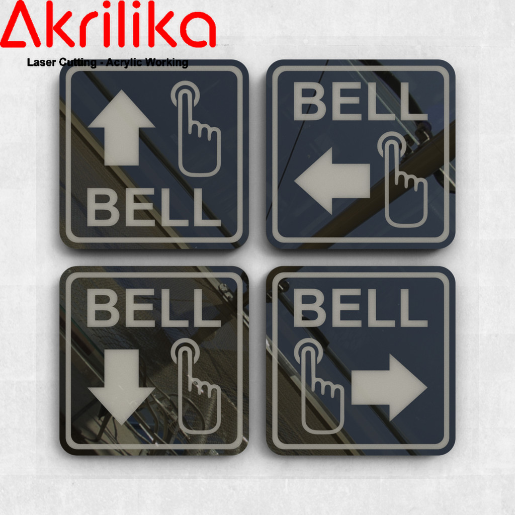 Jual AKRILIK SIGN BOARD "TEKAN BELL" CUSTOM ARAH BENTUK PERSEGI 11X11 ...