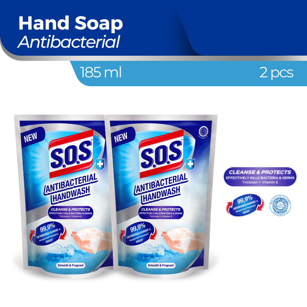 Jual SOS Hand Soap Anti Bacterial Refill Sabun Cuci Tangan 185 mL/2 pcs ...