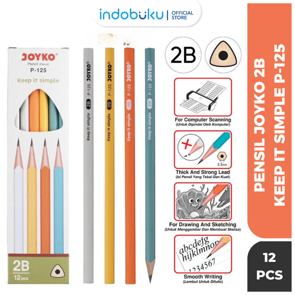 Jual ( 12 Pcs ) Pensil Joyko 2B 1 Box P-125 / Pencil Joyko 2B 1 Pack 12 Pcs | Shopee Indonesia