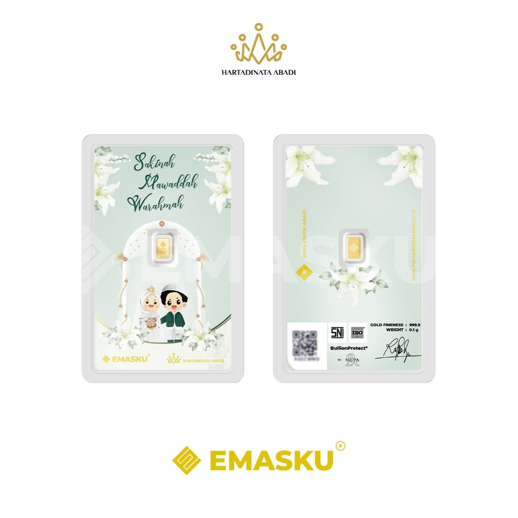Jual EMASKU Hartadinata Moment Happy Wedding Samawa 0.25 Gram | Shopee ...