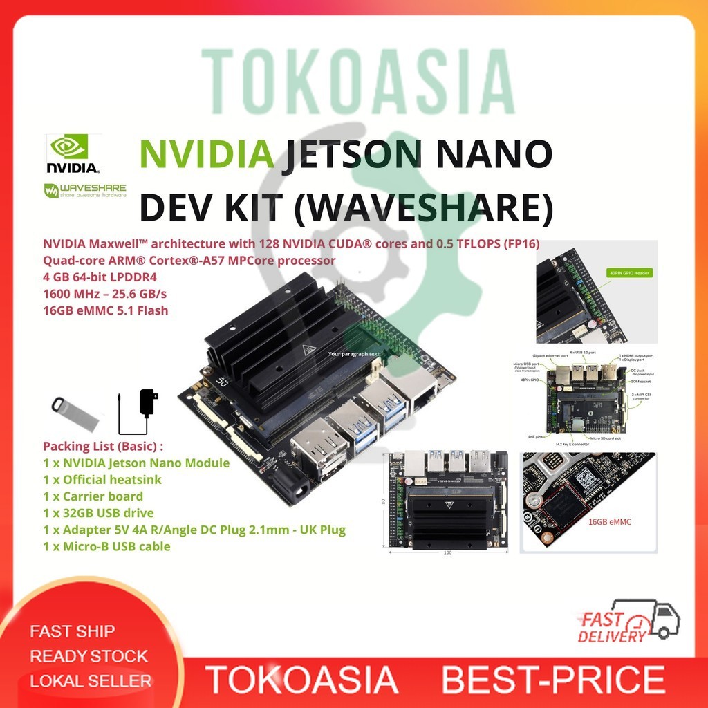 Jual NVIDIA Jetson Nano Development Basic Kits - WAVESHARE | Shopee ...