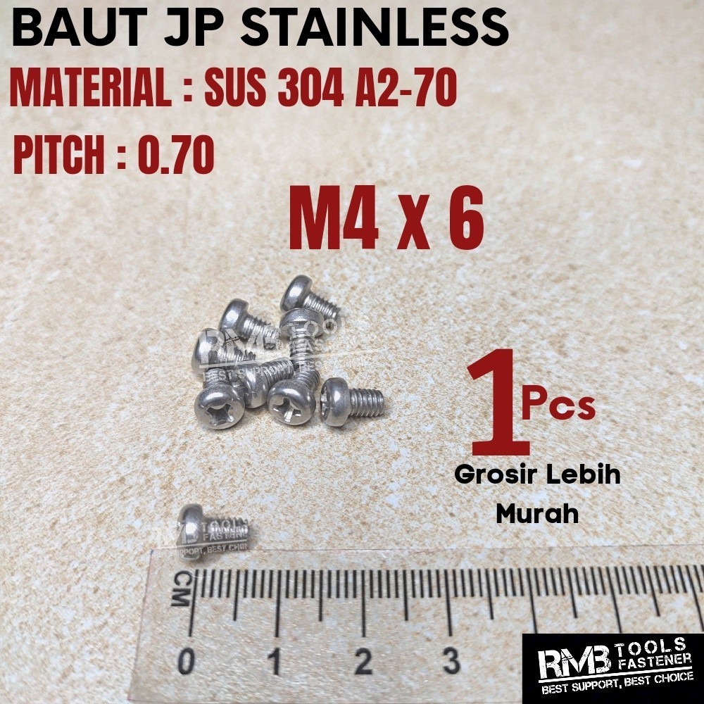 Jual M4x6 Baut JP Stainless M4 Steel SUS 304 A2-70 Kepala Bulat Obang Plus | Shopee Indonesia