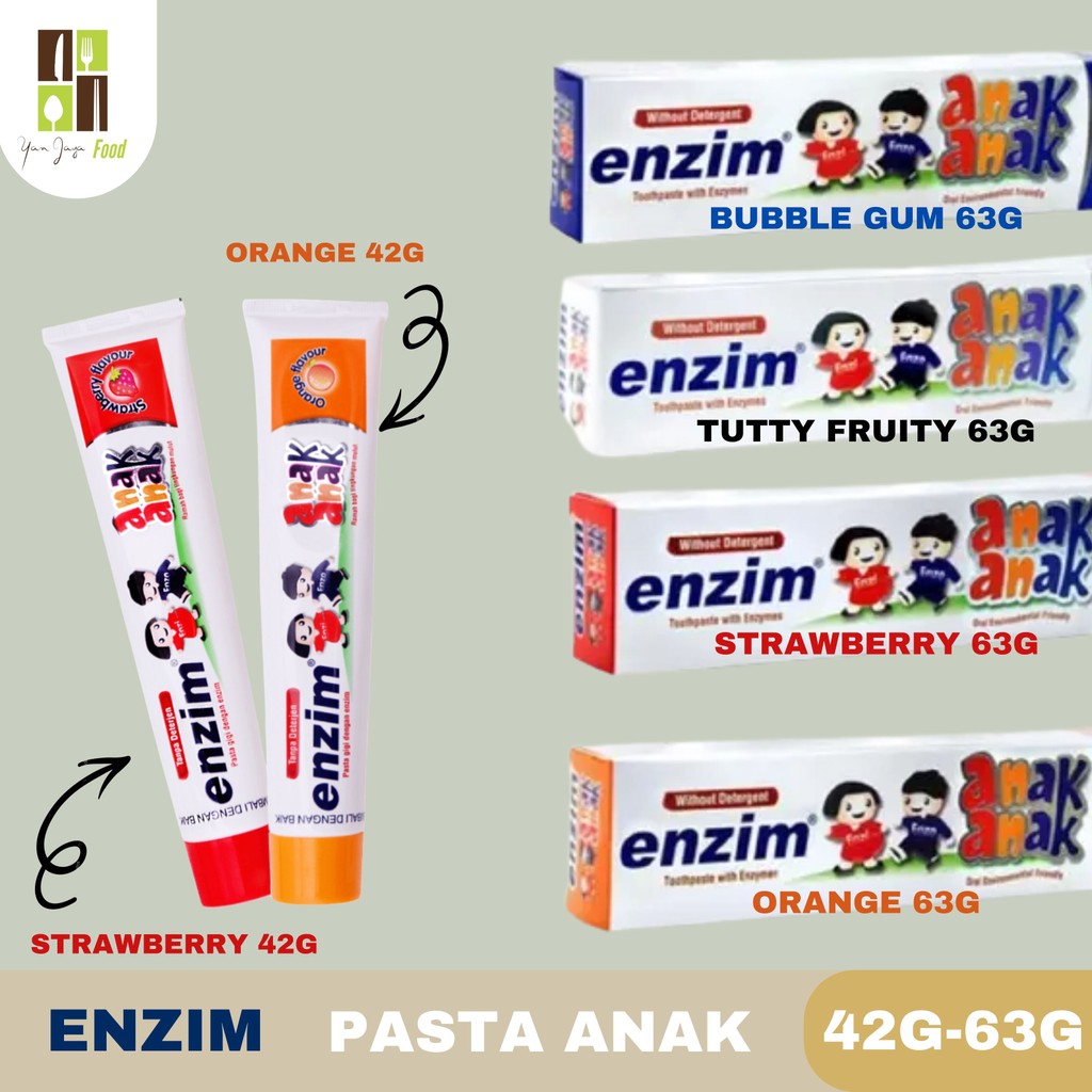 Jual ENZIM Pasta Gigi Anak / 42GR / 63GR / Strawberry / Orange / Bubble ...