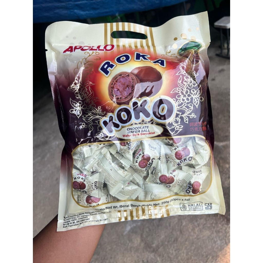 Jual Apollo Roka Wafer Ball Chocolate 250gr Isi 50pcs | Shopee Indonesia