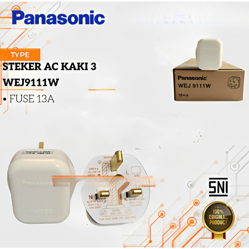Jual Panasonic Steker AC WEJ9111W FUSED Sekreng 13A (Colokan AC saja ...