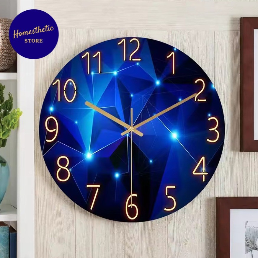 Jual Jam Dinding Bulat Kaca Aesthetic Quartz Glass Wall Clock Stars Sky ...
