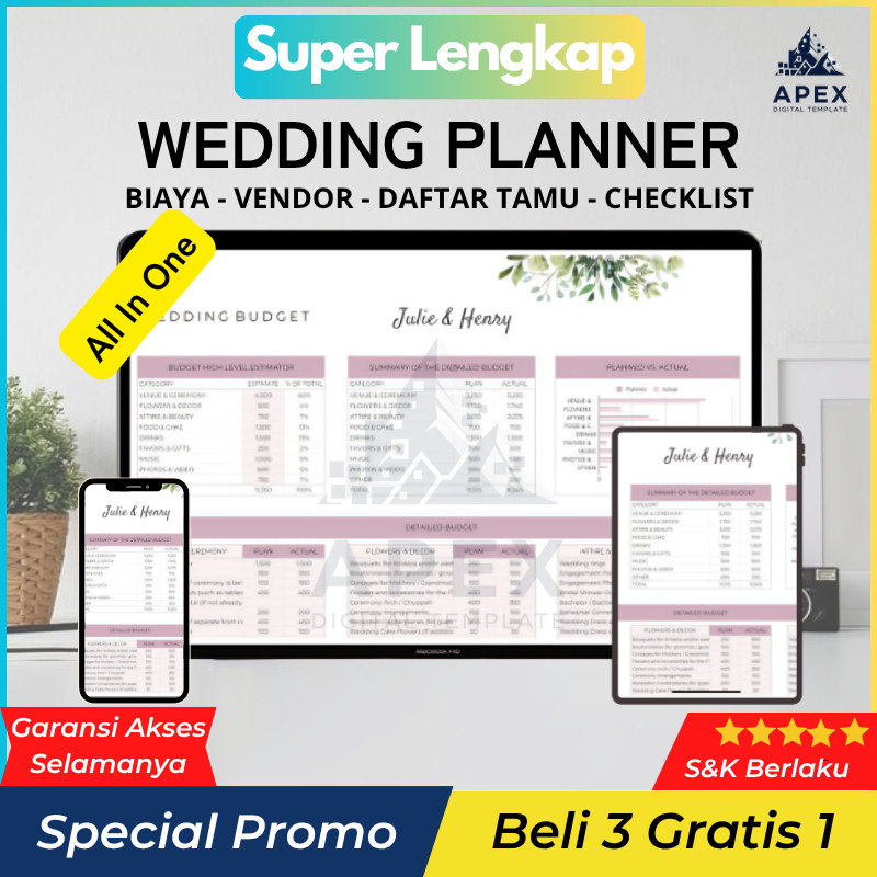 Jual (ADL- 99) Wedding Planner Template RENCANA PERNIKAHAN ...