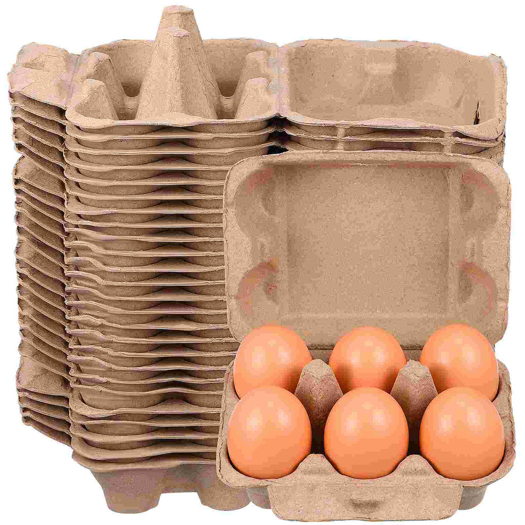 Jual 25 Pcs Paper Egg Cartons Half Dozen Cardboard Trays Reusable Egg ...