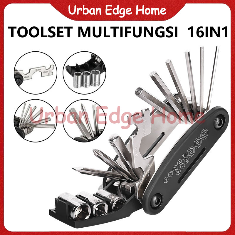 Jual 16 In1 Kunci Lipat Sepeda Obeng Mini Multifungsi / Kunci Sepeda Lipat Bike Tool Kit Set 16 ...