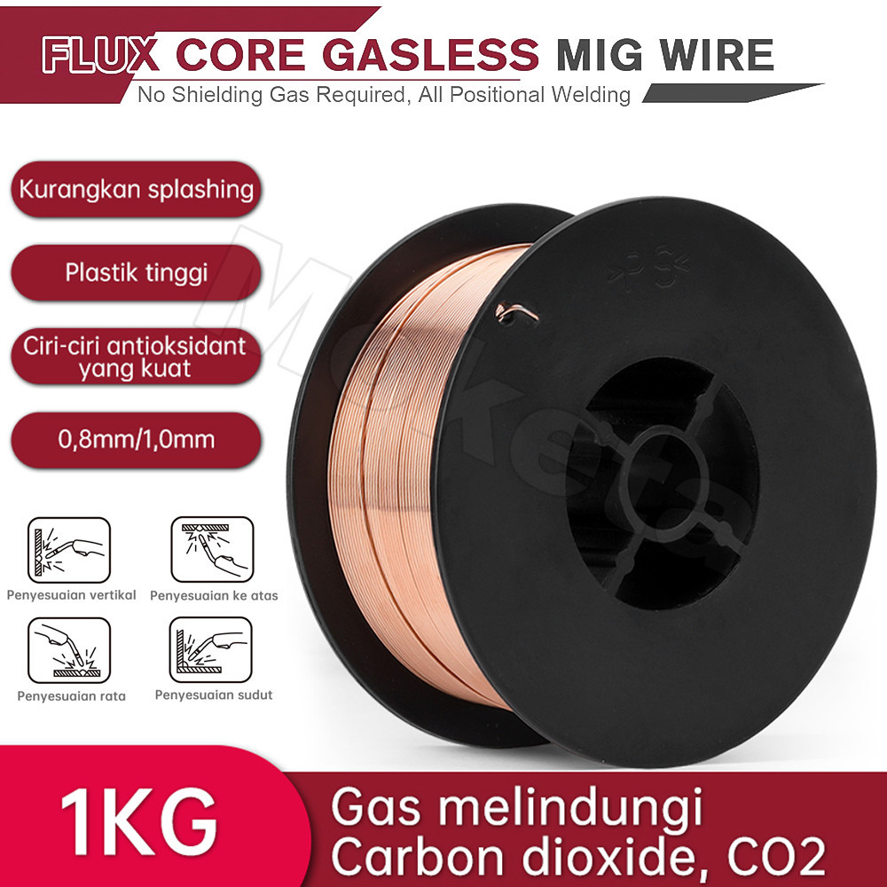 Jual Moketa 2PC KAWAT LAS FLUX CORE 0.8MM 1MM 1KG KAWAT LAS MIG TANPA GAS | Shopee Indonesia