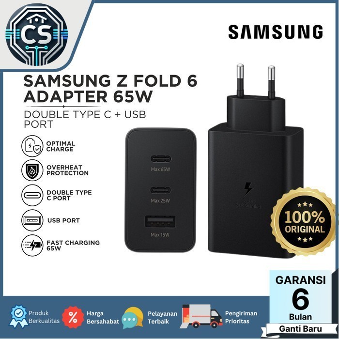 Jual Charger Samsung Z Fold 6 65 Watt Power Adapter Trio Super Fast ...