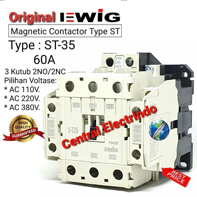 Jual Magnetic Contactor ST-35 AC 220V EWIG. | Shopee Indonesia