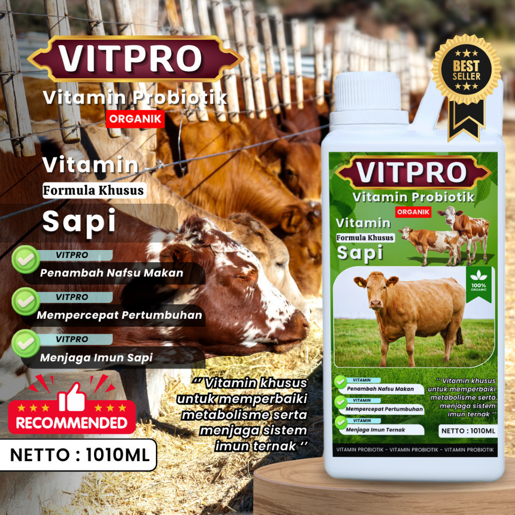 Jual VITPRO Vitamin Probiotik Khusus Sapi, Vitamin Ternak Organik ...