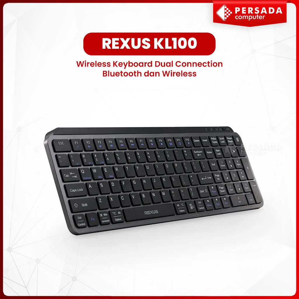 Jual Rexus KL100 Wireless Keyboard Dual Connection Bluetooth dan Wireless | Shopee Indonesia