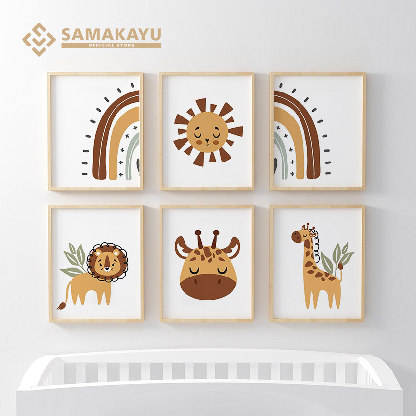 Jual Poster Bingkai Hiasan Dinding Ruang Tamu Aesthetic Boho Cartoon ...