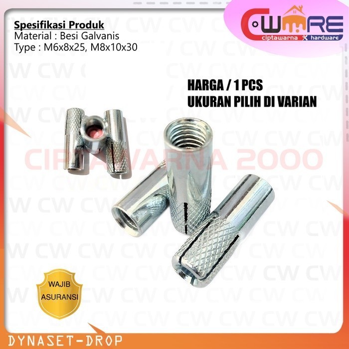 Jual Dynaset Dinaset Drop in Anchor Galvanis Moritop M6 M8 M10 M12 | Shopee Indonesia