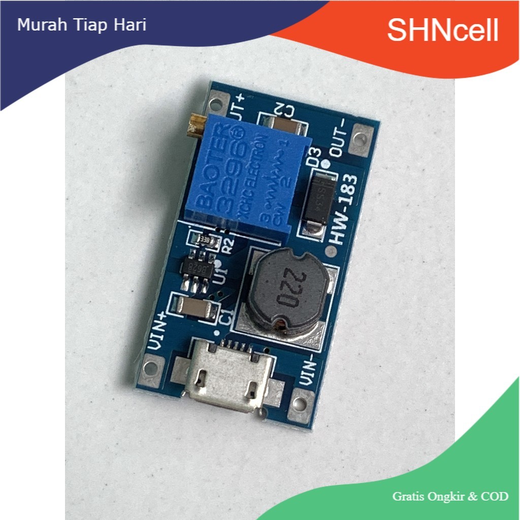Jual DC Step Up Converter 2A Module MT3608 Input Micro USB | Shopee Indonesia