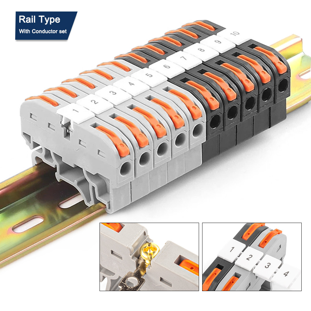 Jual Din Rail Terminal Block 211 With Splicing Conductor mark Wire ...