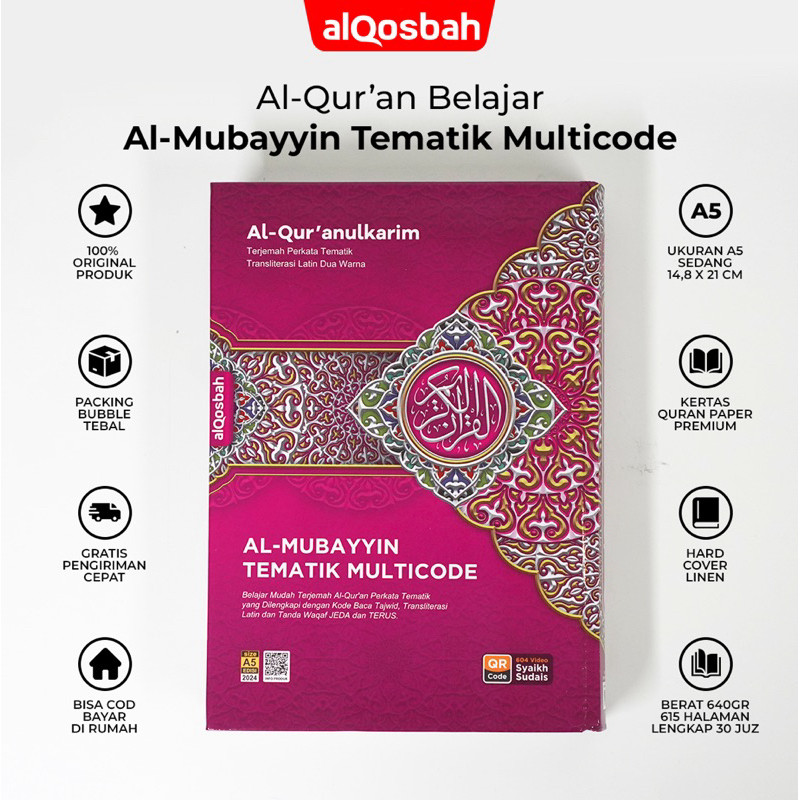 Jual AlQuran Al-Mubayyin Tematik Multicode dan QR Code Ukuran Sedang A5 ...