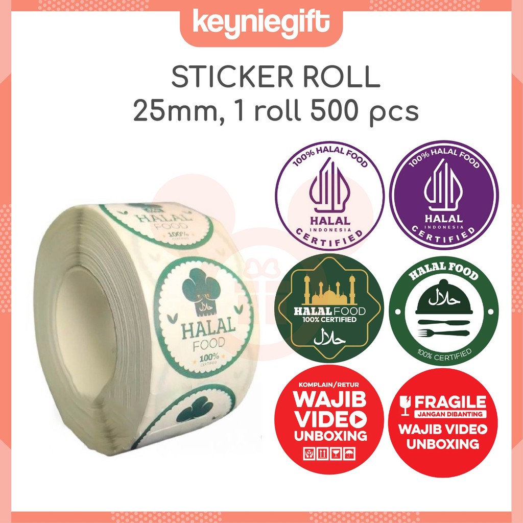 Jual 500pc Sticker Roll Halal Wajib Unboxing Fragile Label Bulat 25mm ...
