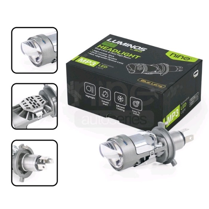Jual Luminos MP3 Lampu Led Utama Motor Projector Mini H4 Hi-Lo 30 Watt ...